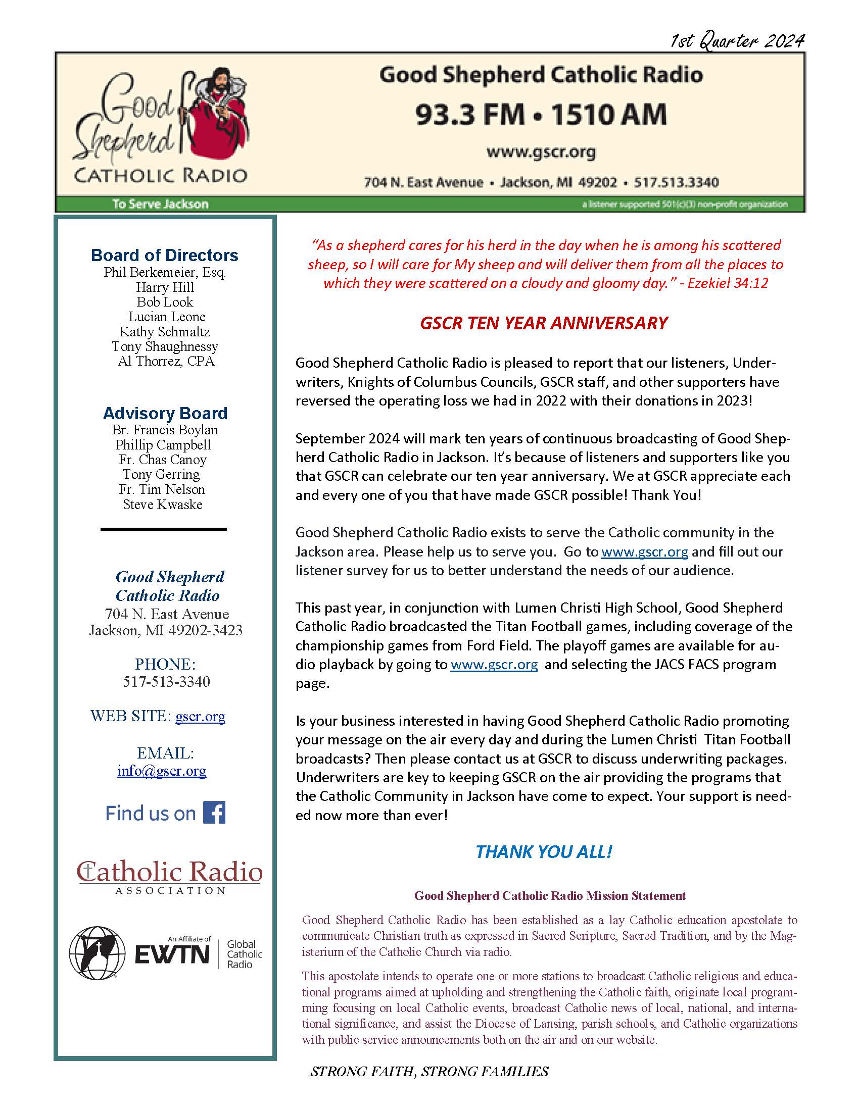 1st Quarter 2024 – Newsletter – Good Shepherd Catholic Radio